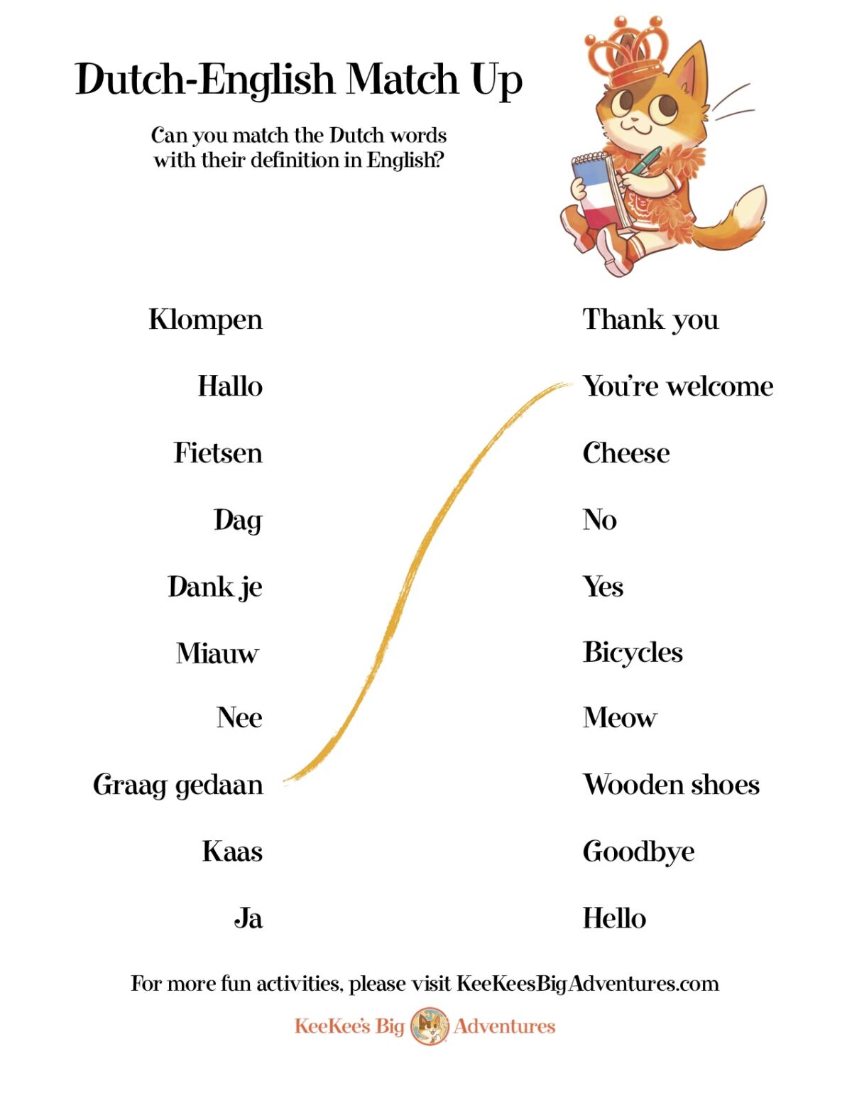 Dutch-English Word Match Up