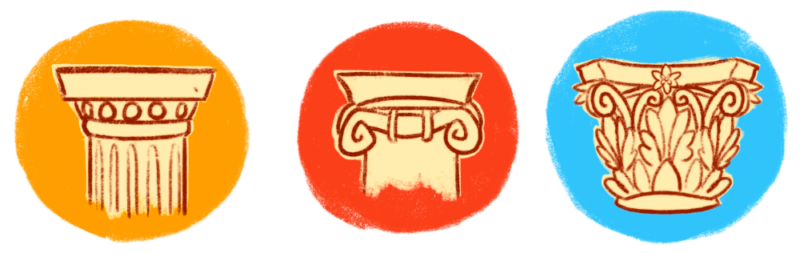 What are the 3 types of Greek columns?